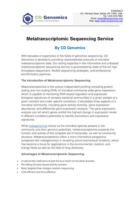 Metatranscriptomic Sequencing Service Docsity