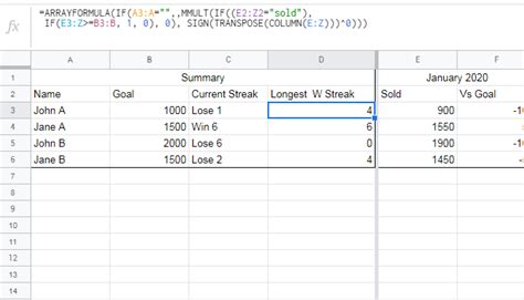 If Statement How To Calculate Currentlongest Streak Of Income Vs