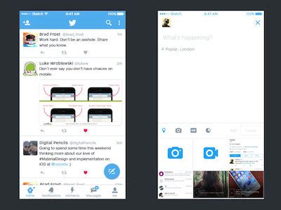 Twitter IOS Material Design Concept Sketch Freebie Download Free Resource For Sketch Sketch