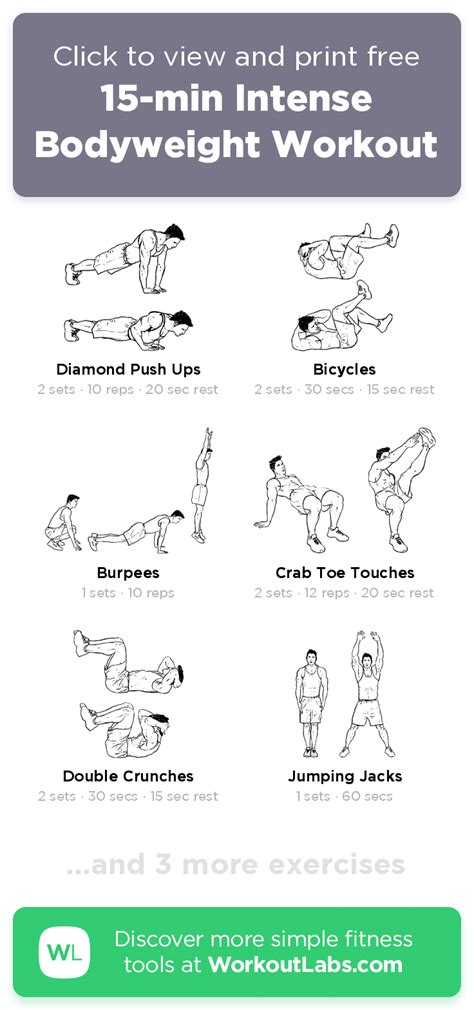 Printable Bodyweight Workout Plan Pdf Printable Templates