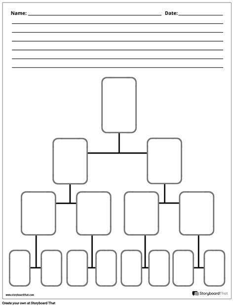 Simple Lines And Boxes Based Tree Diagram Template