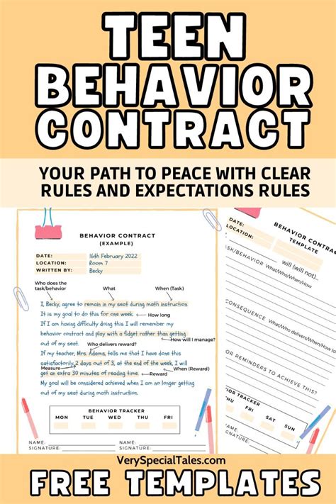 Best Teen Behavior Contract Templates Examples Artofit