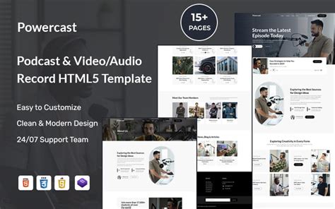 omnicast podcast website html template for audio and video players