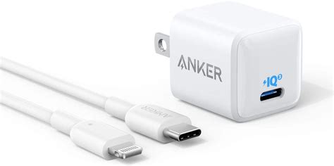 Anker Nano Charger W Piq Durable Compact Fast Charger With Ft Usb C To Lightning Cable