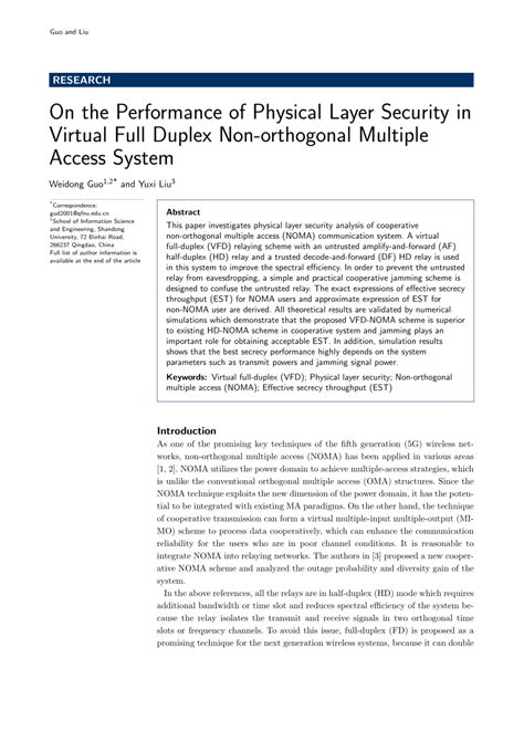 Pdf On The Performance Of Physical Layer Security In Virtual Full