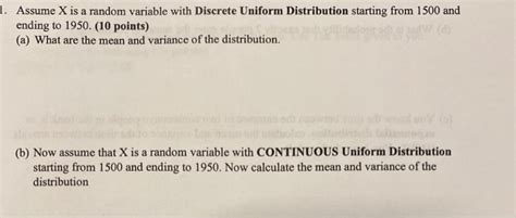 solved 1 assume x is a random variable with discrete