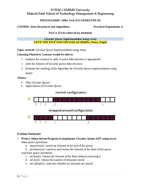 dsa practical6 pdf queue abstract data type data management