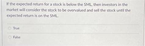 Solved If The Expected Return For A Stock Is Below The SML Chegg Com