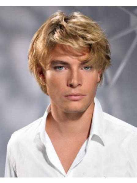 Synthetic Capless Mens Hair Wigs With Bangs
