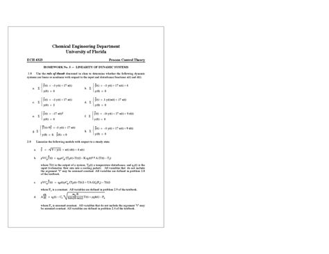 Homework 5 With Questions Process Control Theory Ech 4323 Docsity