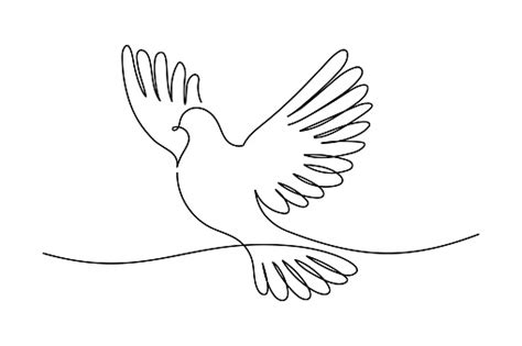 흰 비둘기는 하나의 연속 선 그리기입니다 심플한 선형 스타일의 평화와 자유의 상징 새 결혼식 초대장 아이콘에 대 한 개념입니다 편집 가능한 획 낙서 손으로 그린 벡터