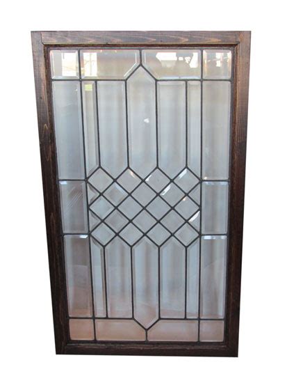 Large Beveled Glass Window Wooden Nickel Antiques