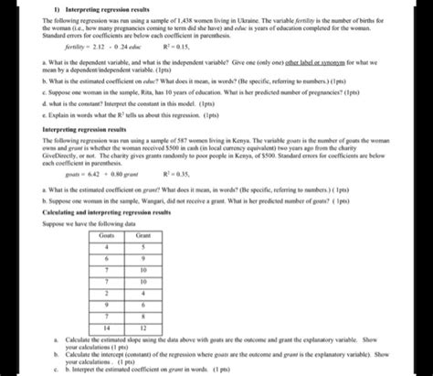 Solved 1 Interpreting Regression Results The Following