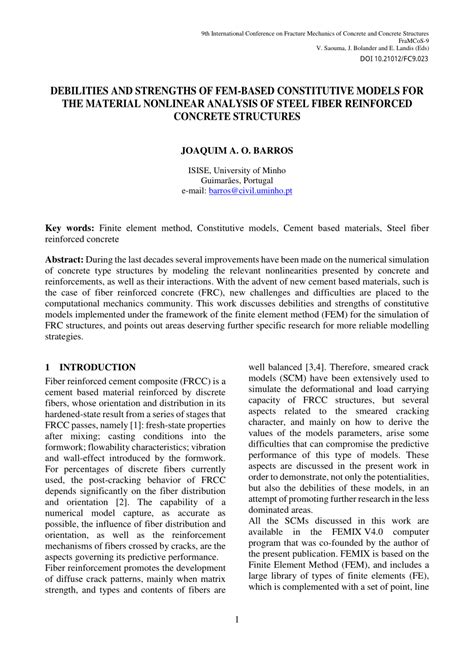 Pdf Debilities And Strengths Of Fem Based Constitutive Models For The Material Nonlinear