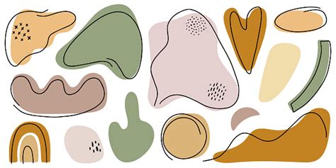 손으로 그린 다양한 모양과 낙서 물건의 세트 추상적 인 현대 현대 트렌디 벡터 일러스트레이션 추상적 인 배경 0명에 대한 스톡