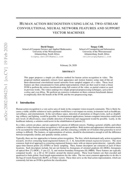 Human Action Recognition Using Local Two Stream Convolution Neural Network Features And Support