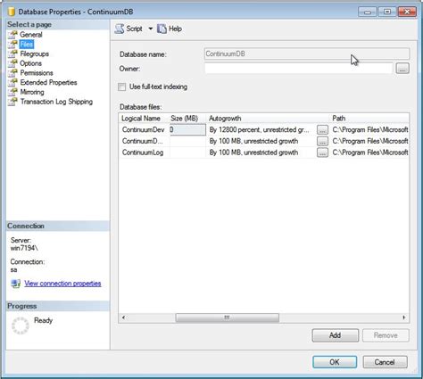 Continuum Database Mdf File Is Growing Rapidly Due To The Files Autogrowth Setting Schneider