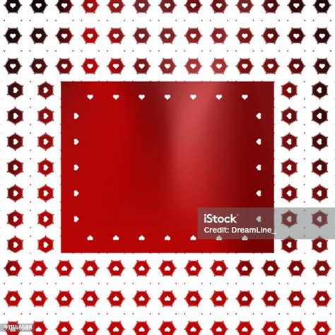 육각형 및 심 혼의 흰색 패턴 그라데이션 빨간색 배경에 발렌타인의 날에 대 한 포스터를 인사말입니다 2월에 대한 스톡 벡터 아트 및 기타 이미지 Istock