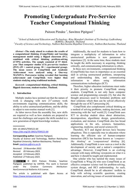 Pdf Promoting Undergraduate Pre Service Teacher Computational Thinking