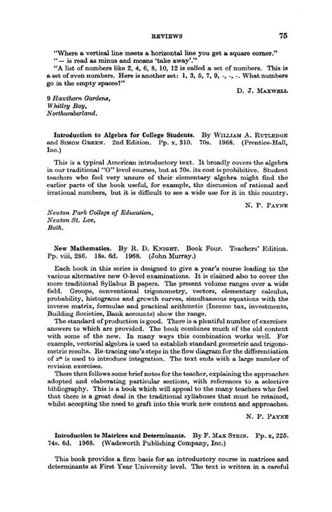 Introduction To Matrices And Determinants By F Max Stein Pp X 225