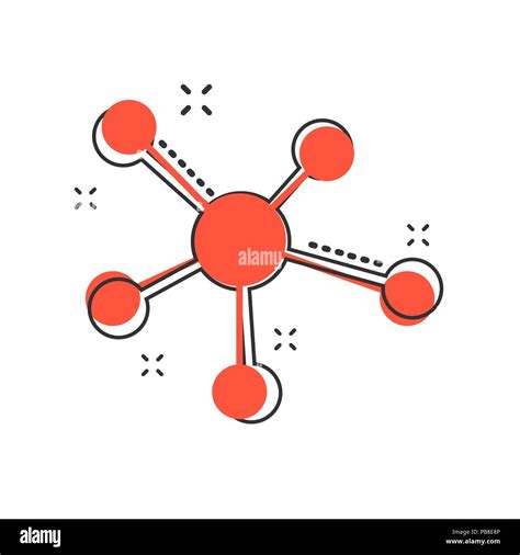 Vector Cartoon Social Network Molecule Dna Icon In Comic Style Molecule Sign Illustration