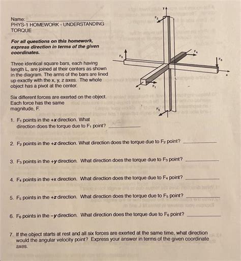 Solved Name PHYS HOMEWORK UNDERSTANDING TORQUE For All Chegg Com