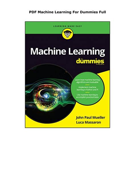 pdf machine learning for dummies full