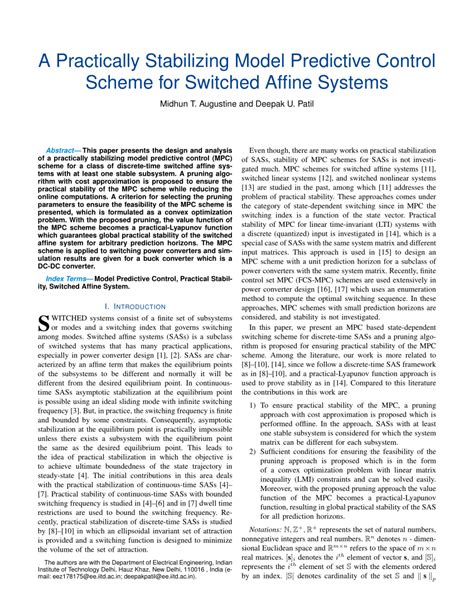 Pdf A Practically Stabilizing Model Predictive Control Scheme For