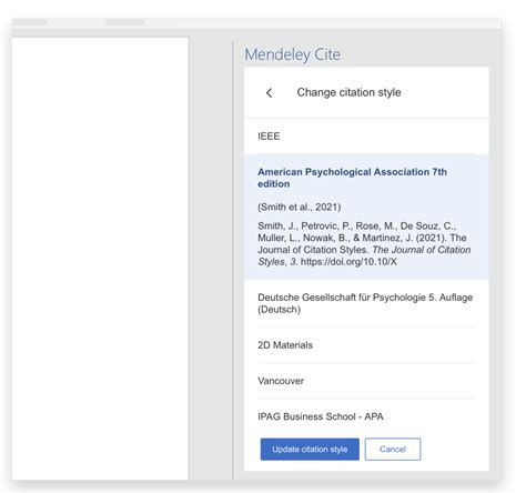 Update Citation Style