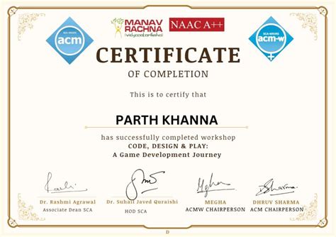 Manavrachna Codeplay Gamedev Learning Parth Khanna