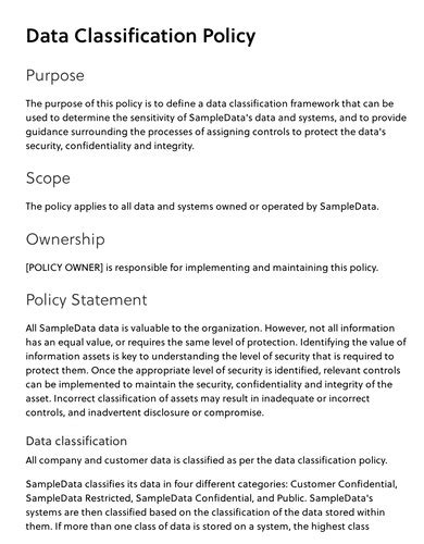 Data Classification Policy Data 1