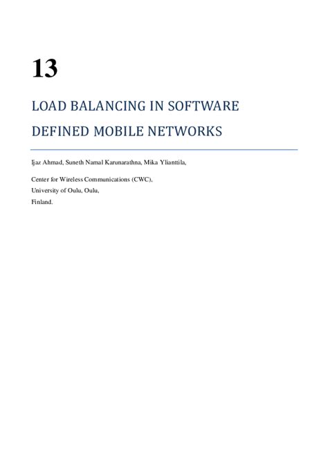 Doc Load Balancing In Software Defined Mobile Networks