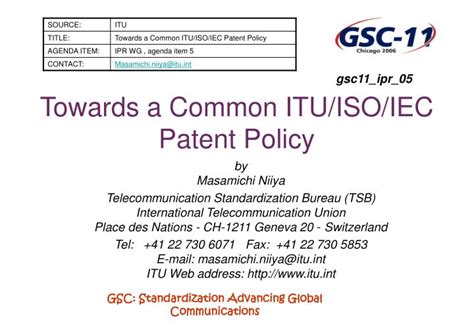 Ppt Towards A Common Itu Iso Iec Patent Policy Powerpoint Presentation Id 6081073