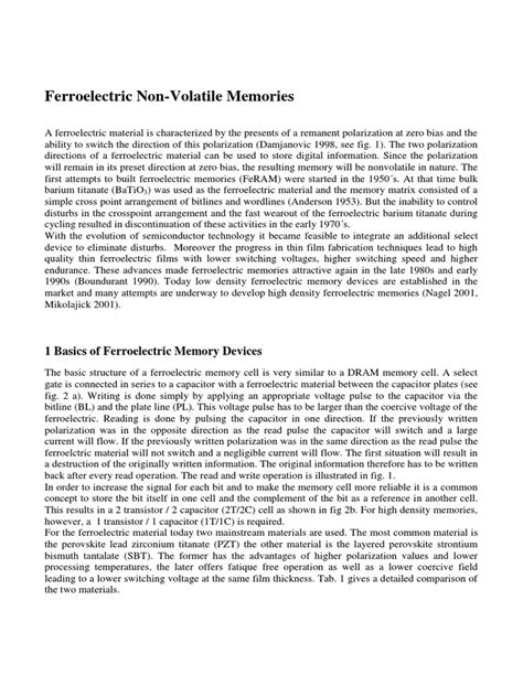 13 Ferroelectric Non Volatile Memories Pdf Field Effect Transistor Capacitor