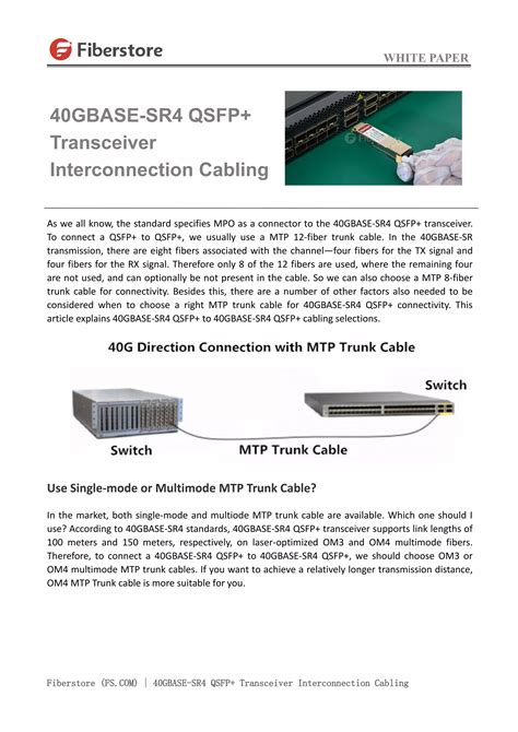 40 Gbase Sr4 Qsfp Transceiver Interconnection Cabling Pdf