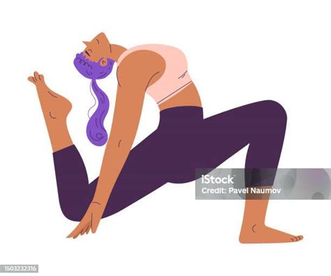 젊은 여성 캐릭터 요가 연습 아사나 벡터 일러스트레이션 가냘픈에 대한 스톡 벡터 아트 및 기타 이미지 가냘픈 건강한 생활