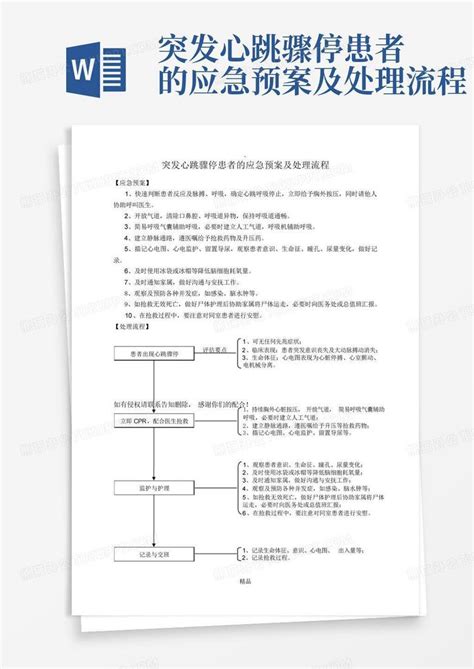 突发心跳骤停患者的应急预案及处理流程word模板下载编号qxmggmeo熊猫办公