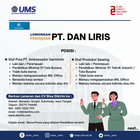 Pt Dan Liris Open Recruitment Alumny Career Employment Center