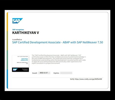 Erp Sap Sapabap Abap Technical Consultant Fresher Jobs Certified Karthikeyan V