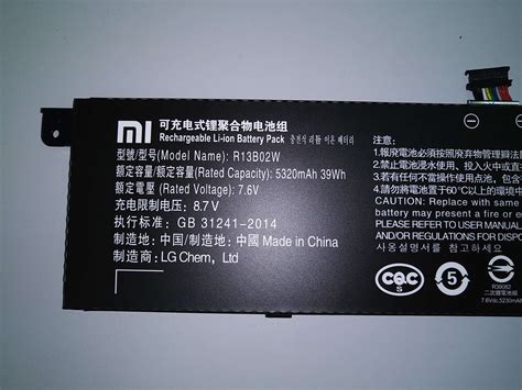 7.6V 39Wh 5107mAh/5320mAh Original R13B02W R13B01W Xiaomi Mi Air 13.3 ...