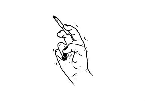 Black Illustration Drawing Of Hand Holding Cigarette 6524037 Vector Art