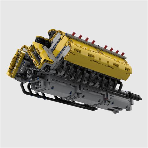 V16 Engine With Dual Pushrod Valves Building Block Engine Model Moc 16 — Enginediyshop
