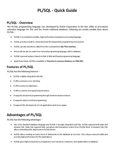 pl sql quickguide pdf pdf pl sql control flow