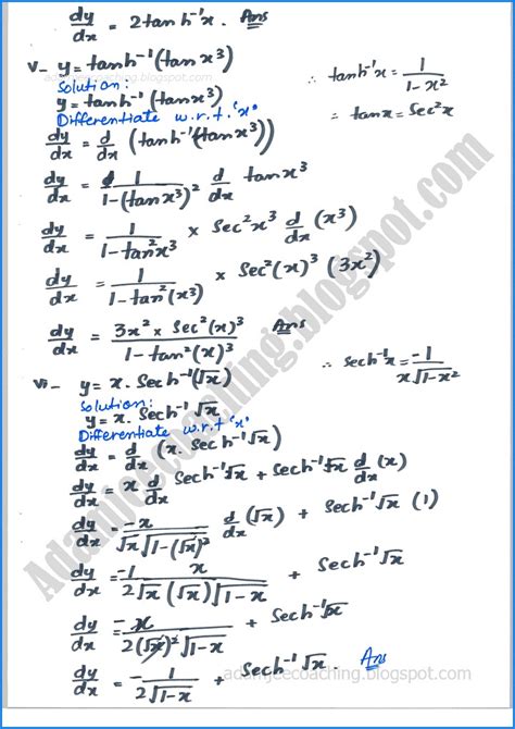 Adamjee Coaching Differentiation Exercise 36 Mathematics 12th