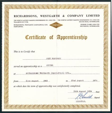 Apprentice Certificate