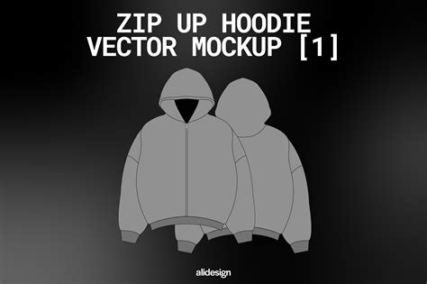 Streetwear Zip Up Hoodie Vector Mockup Streetwear And Fashion Tech Pack Illustrator Technical