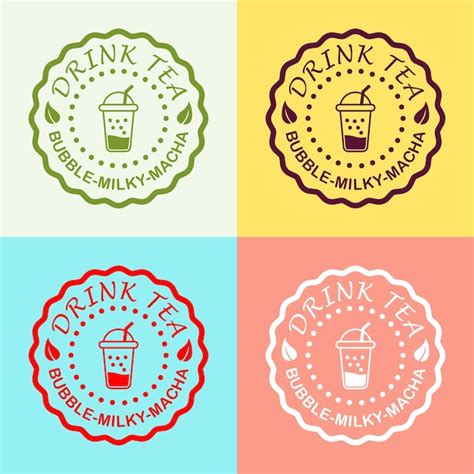 Boba Logo Design Bubble Tea Macha Vorlage Premium Vektor