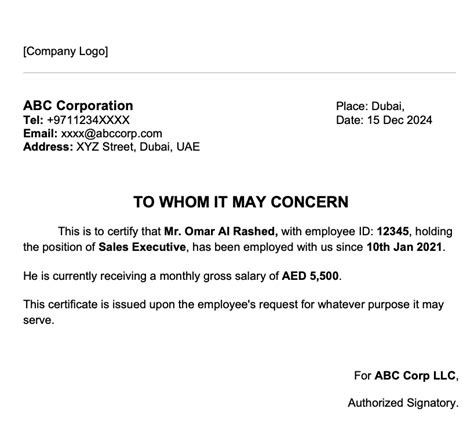 Salary Certificate Format In Saudi Arabia
