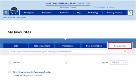 how to save data queries ecb data portal