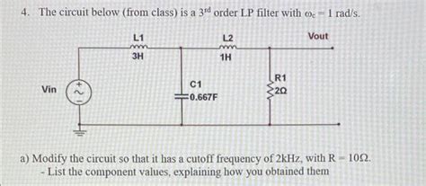 Solved 4 The Circuit Below From Class Is A 3rd Order Lp
